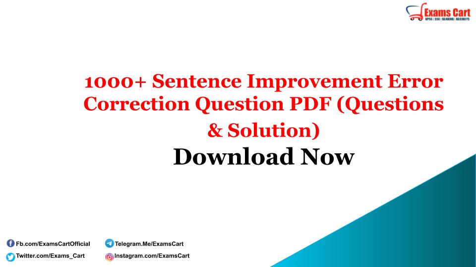 1000+ Sentence Improvement Error Correction Question PDF (Questions ...