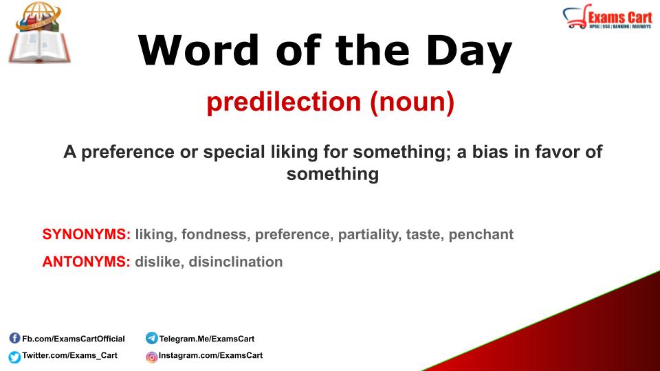 Word of the Day: predilection | 1st December 2020 | Download Free PDF ...